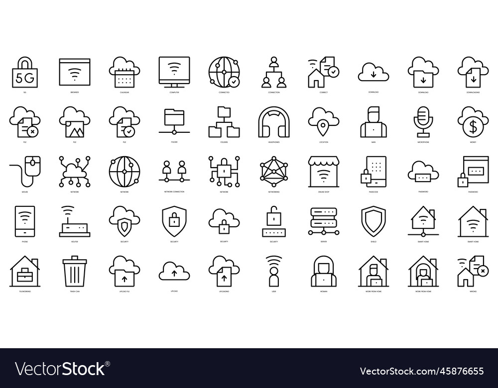 Set of thin line networking icons Royalty Free Vector Image