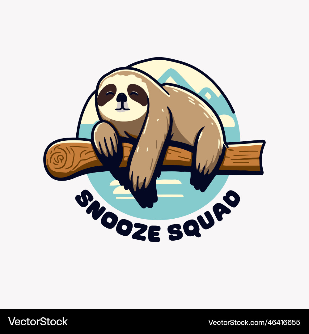 Sleeping sloth logo design mascot animal Vector Image