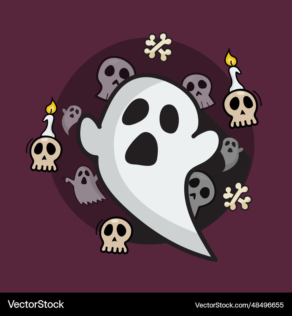 Spooky ghosts doodle style Royalty Free Vector Image