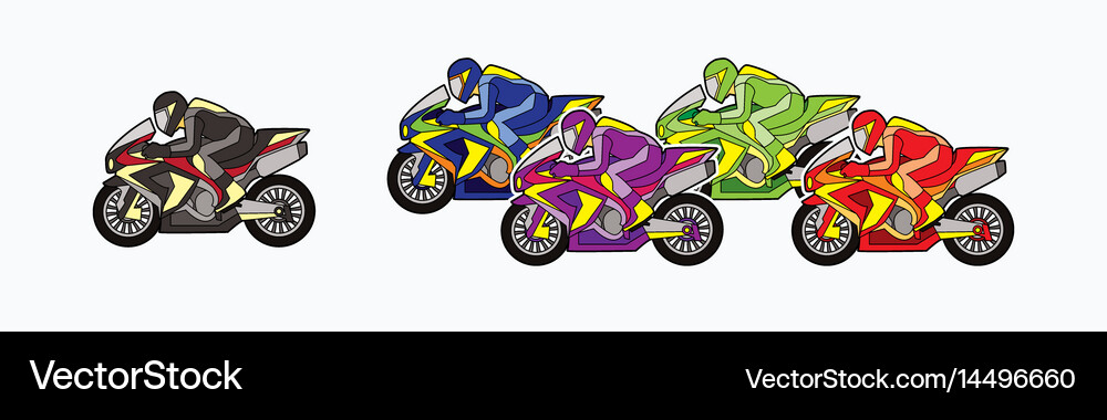 5 motorcycle racing team side view graphic Vector Image