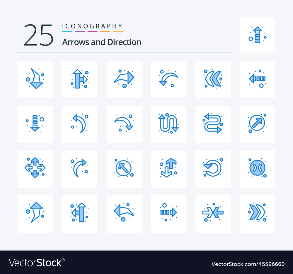 Arrow 25 blue color icon pack including Royalty Free Vector