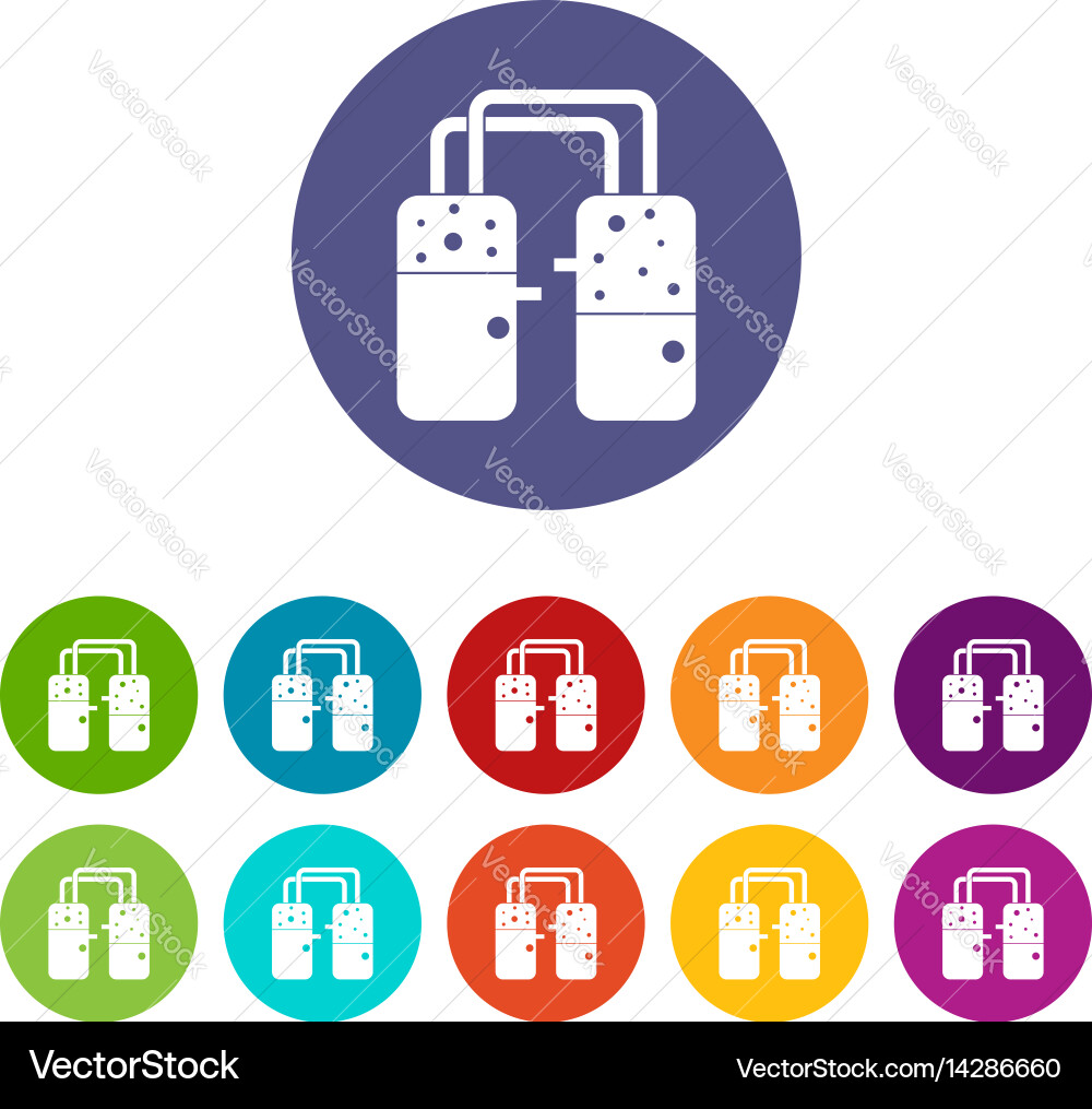Chemical beaker icons set flat Royalty Free Vector Image