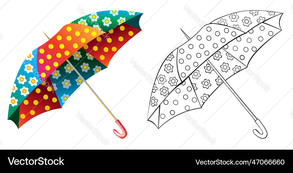 Colorful and black and white pattern umbrella Vector Image