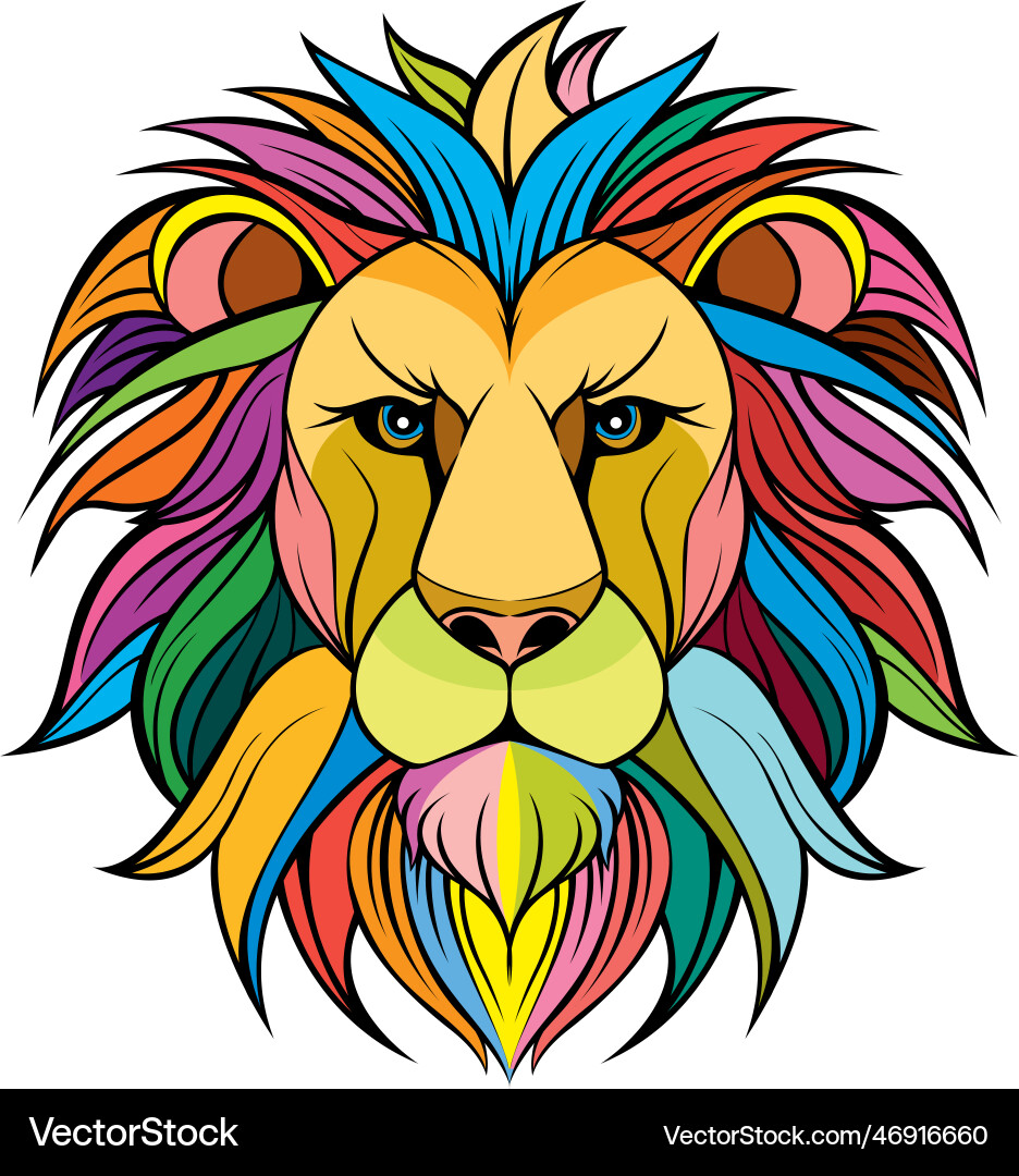 Colorful lion head Royalty Free Vector Image - VectorStock