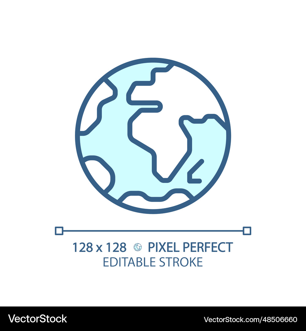 Earth planet pixel perfect light blue icon Vector Image