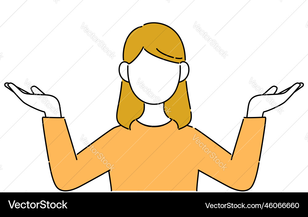 Faceless pose female students upper body hand up Vector Image