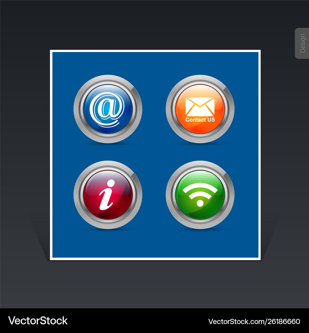 Internet symbols on metallic 3d circle Royalty Free Vector