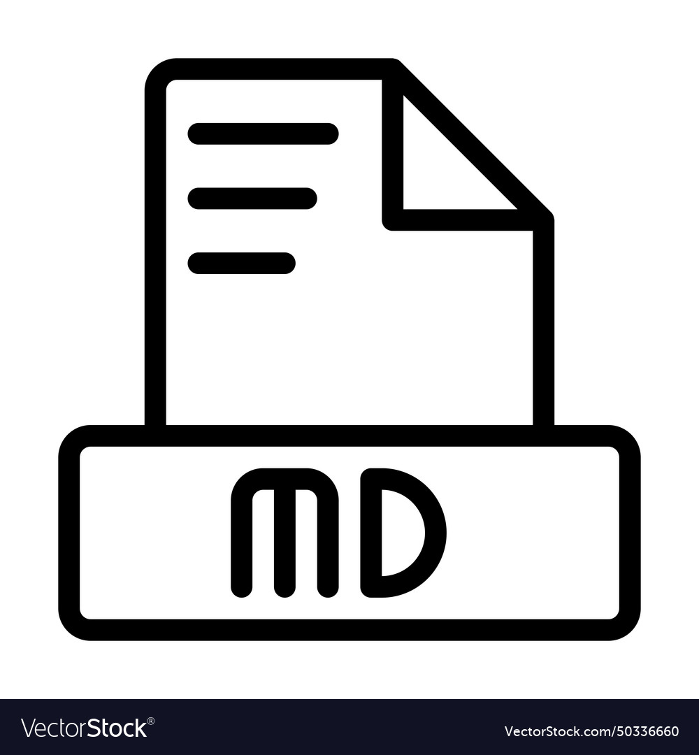 Md file icon outline extension icons Royalty Free Vector