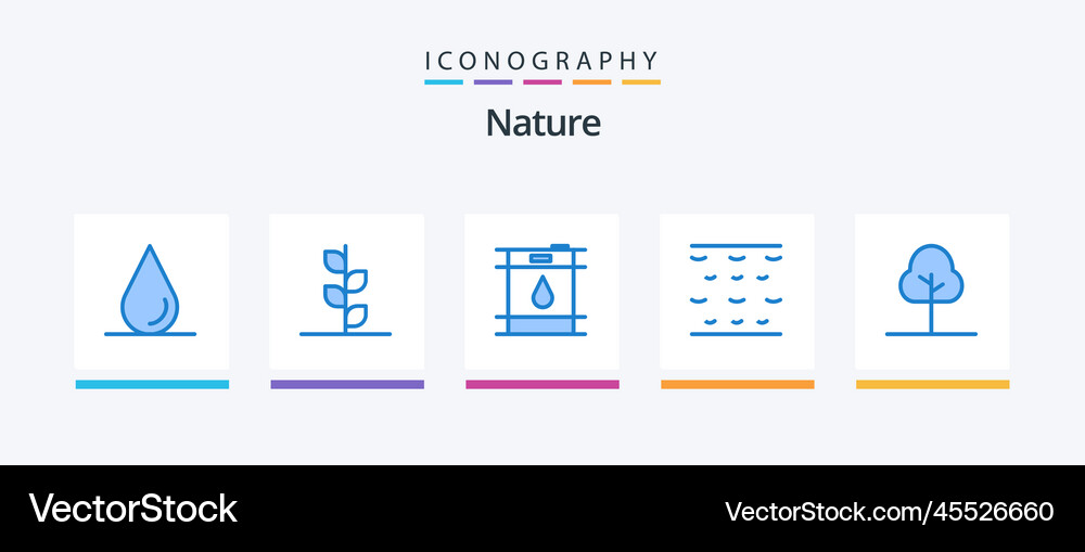 Nature blue 5 icon pack including oil Royalty Free Vector