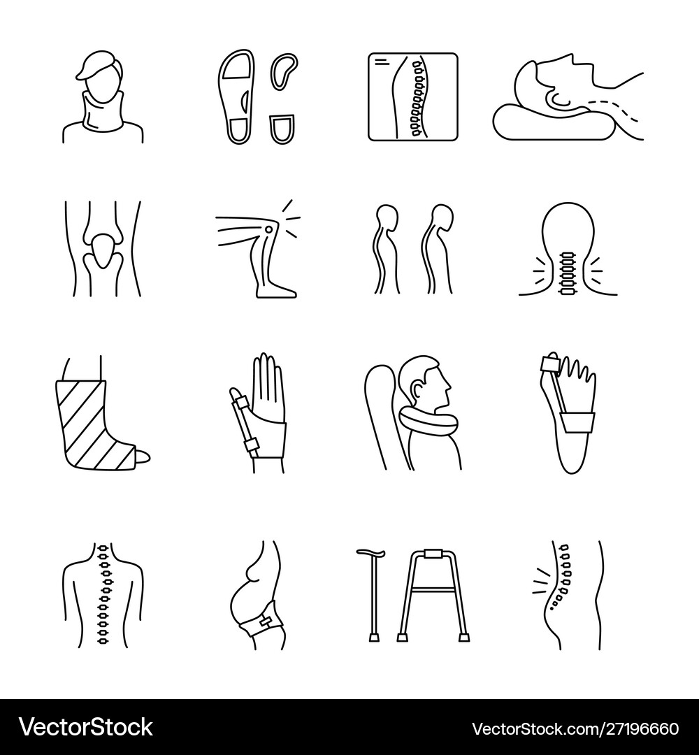 Orthopedic sign black thin line icon set Vector Image