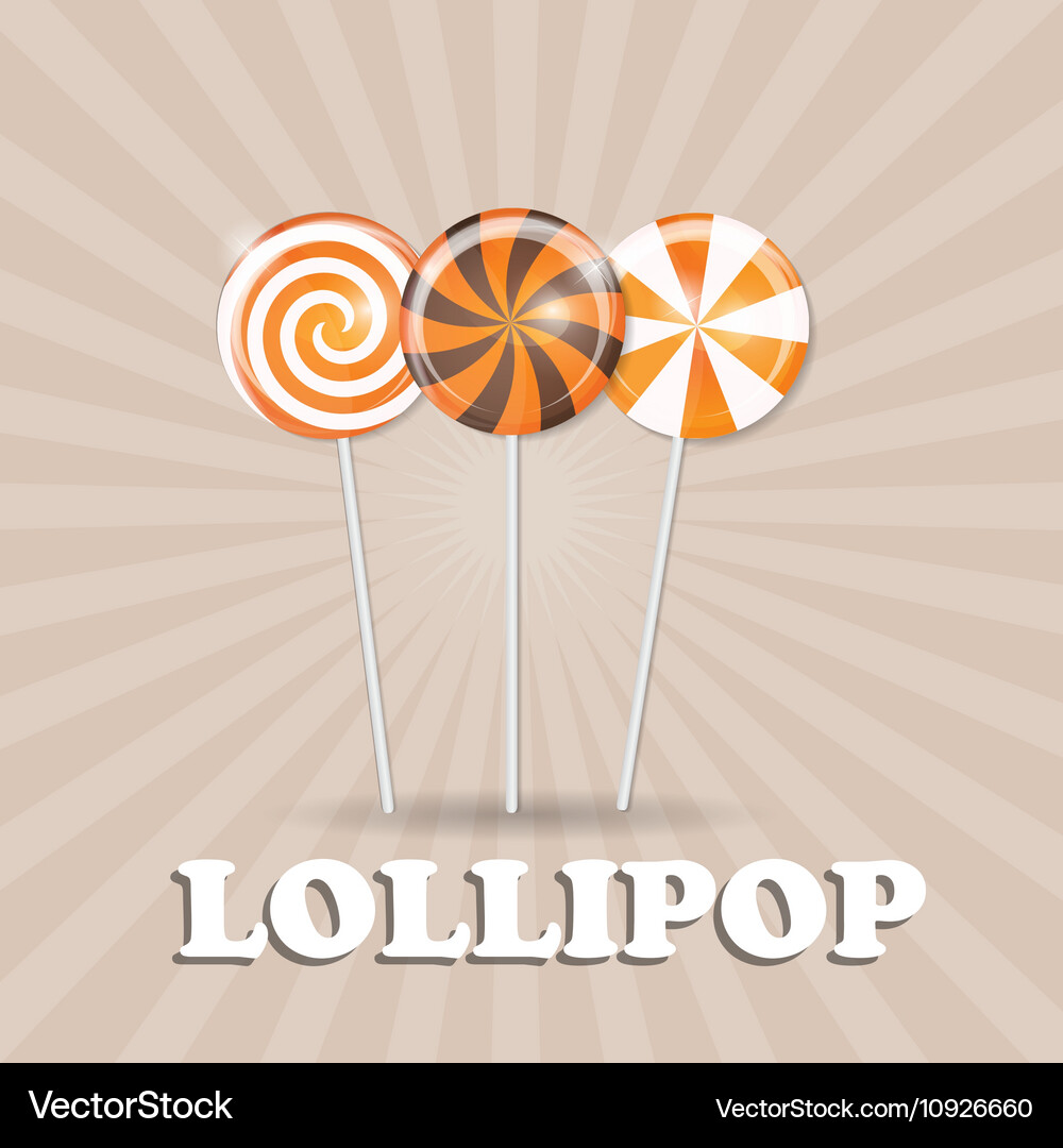 Realistic sweet lollipop candy background Vector Image