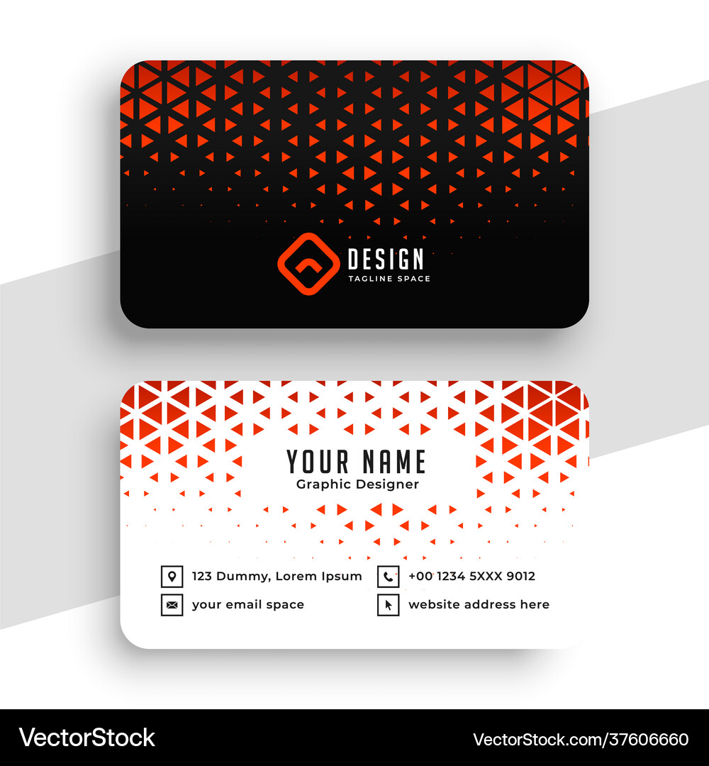 Red triangle halftone business card template Vector Image