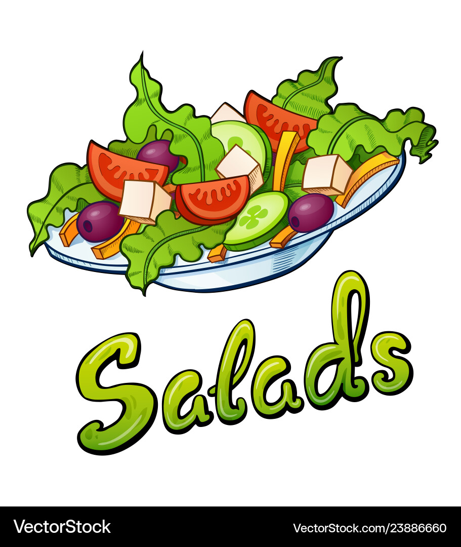 Salads lettering and Royalty Free Vector Image