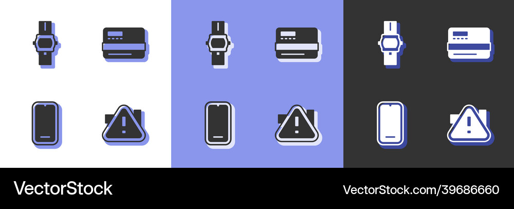 Set exclamation mark in triangle wrist watch Vector Image