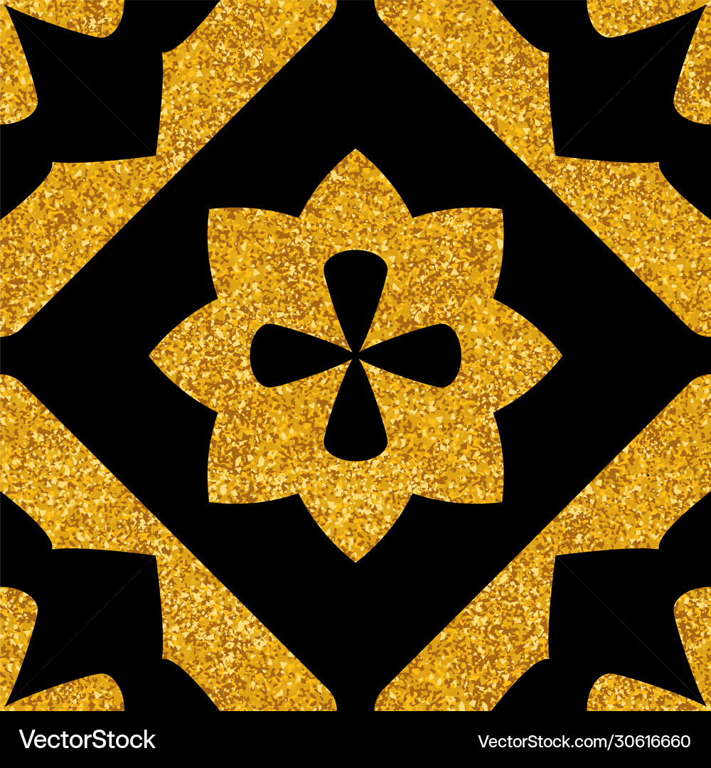 Tile decorative floor gold and black tiles pattern