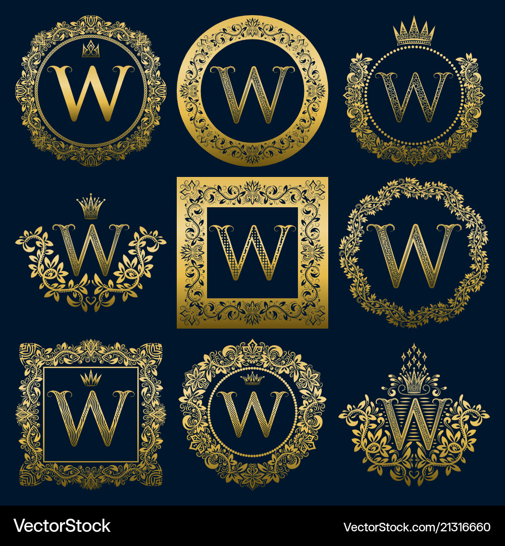 Vintage monograms set w letter Royalty Free Vector Image