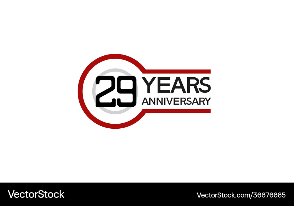 29 years anniversary with circle outline red Vector Image