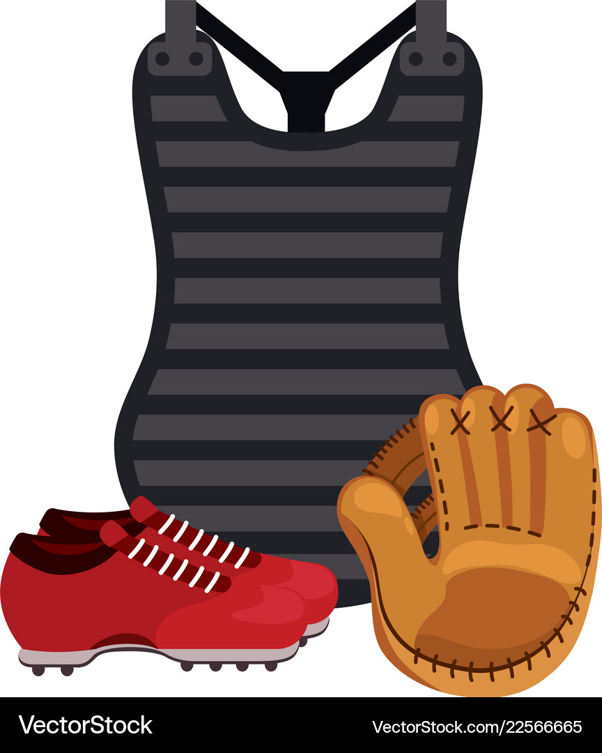 Baseball equipment cartoon Royalty Free Vector Image