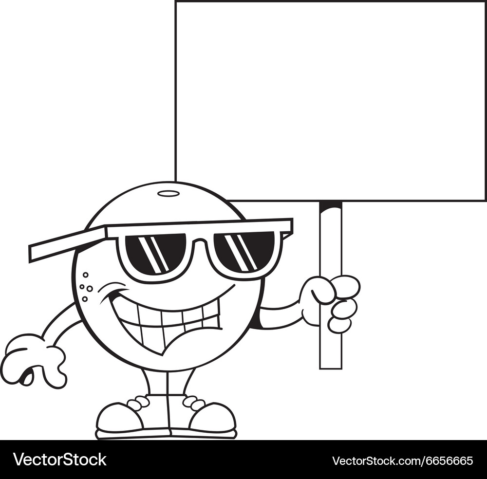 Cartoon orange holding a sign Royalty Free Vector Image