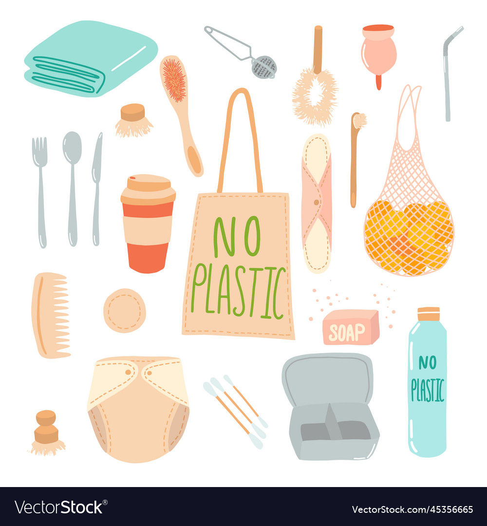 Eco friendly objects isolated Royalty Free Vector Image