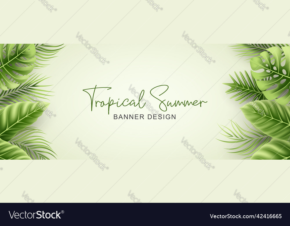 Elegant summer banner with realistic tropical Vector Image