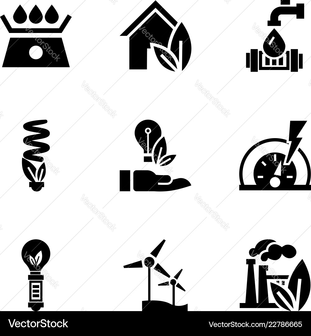 Energy saving icon set simple style Royalty Free Vector