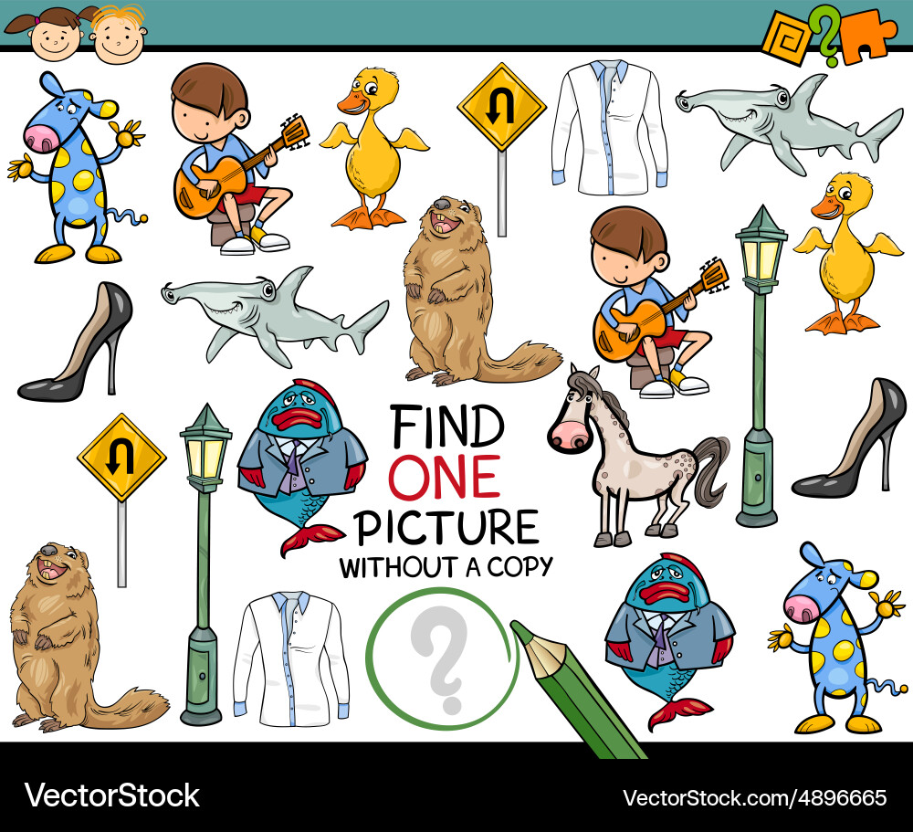 Find single picture game cartoon Royalty Free Vector Image