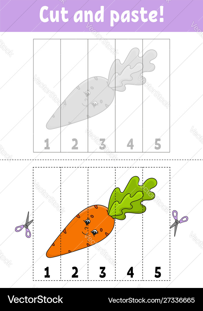 Learning numbers cut and glue education Royalty Free Vector