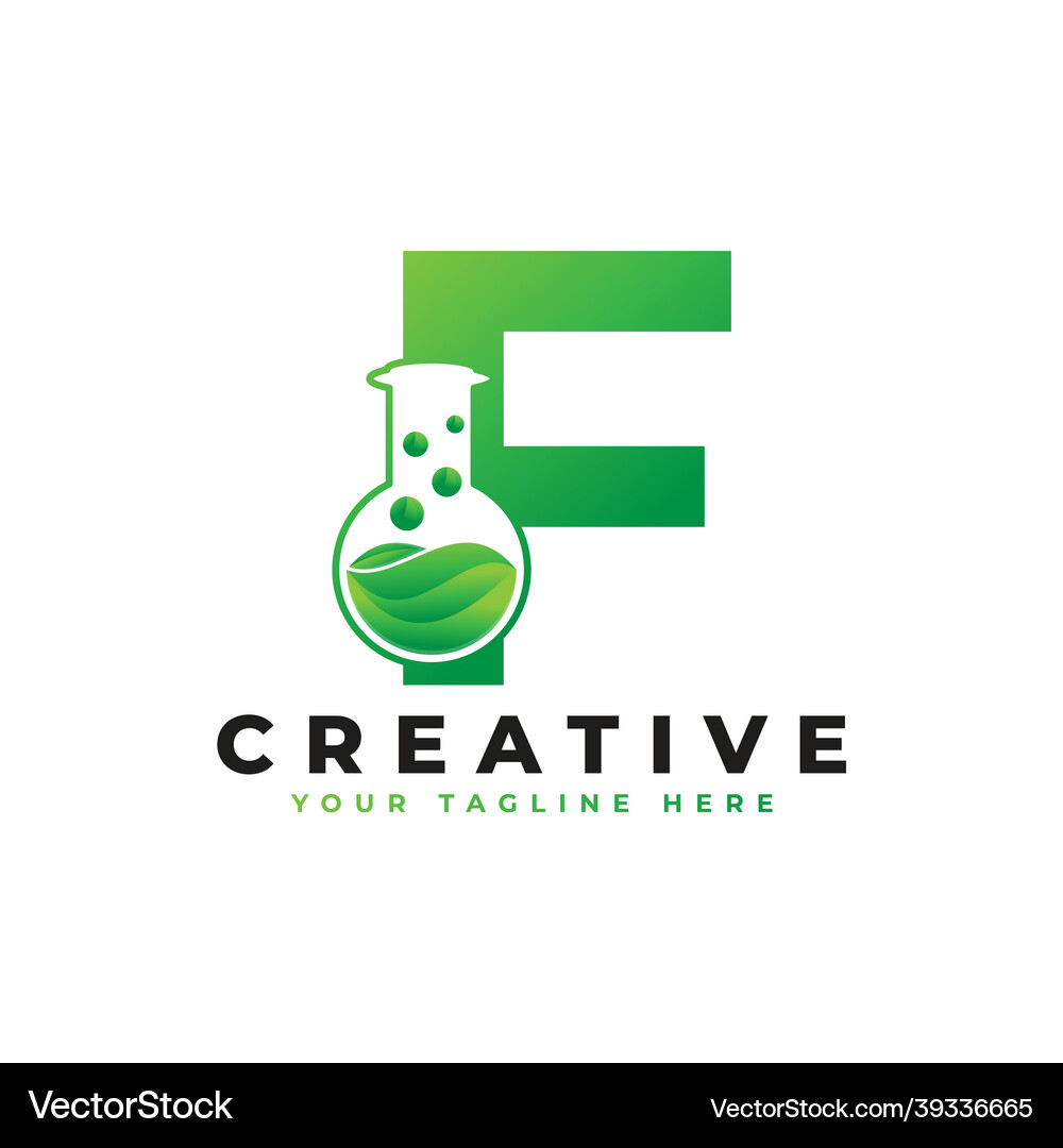 Letter f with abstract lab logo usable Royalty Free Vector
