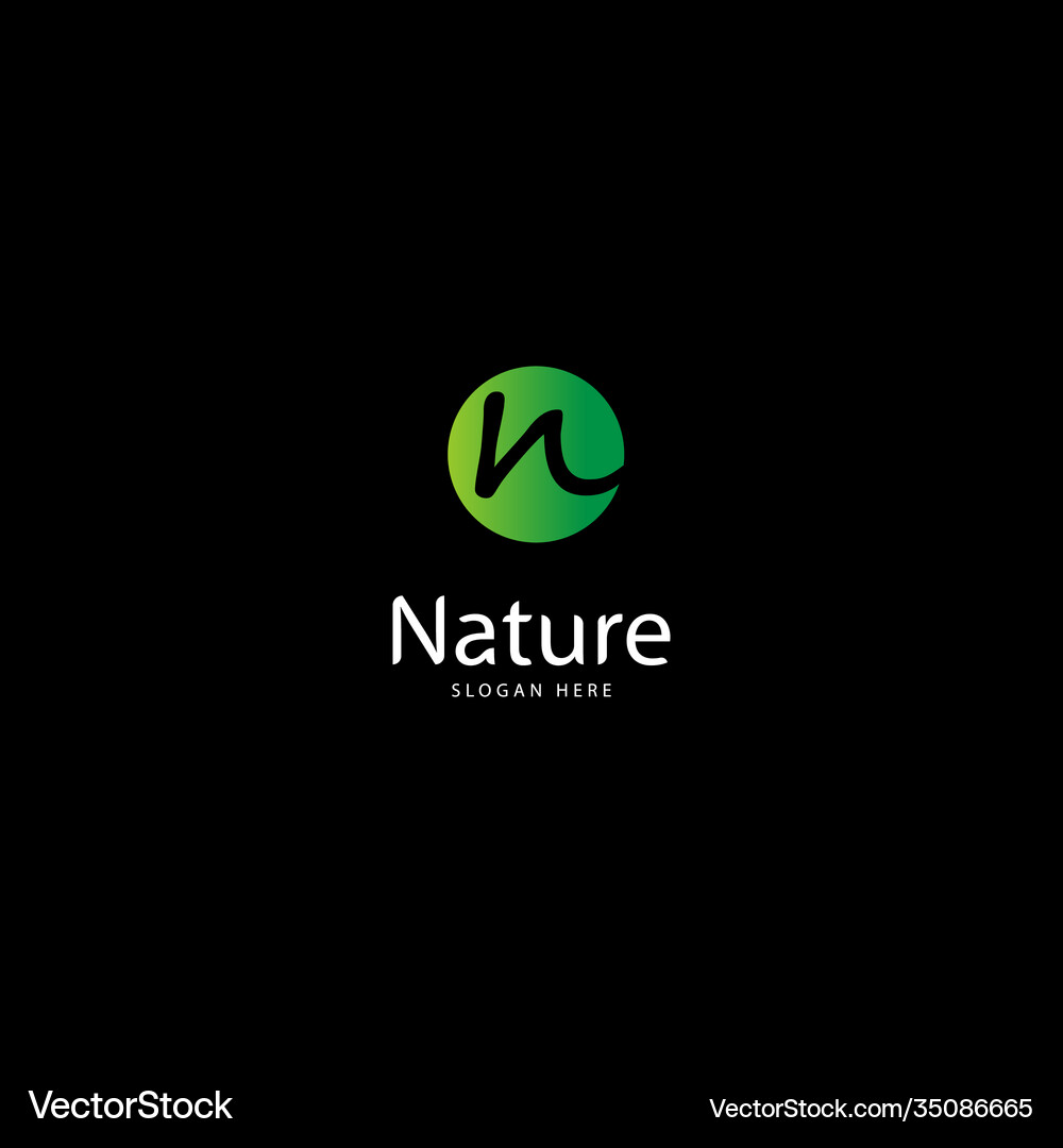 Letter n for nature and leaf logo Royalty Free Vector Image