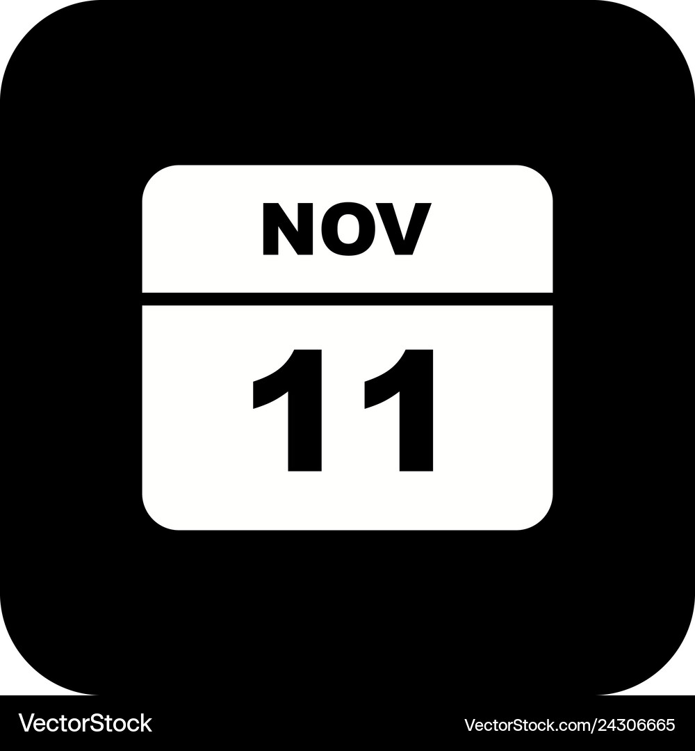 November 11th date on a single day calendar Vector Image