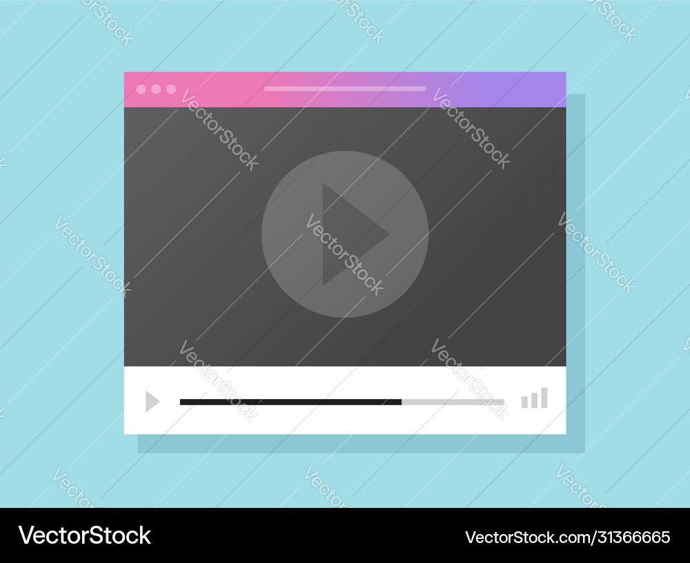 Online video player flat cartoon isolated Vector Image