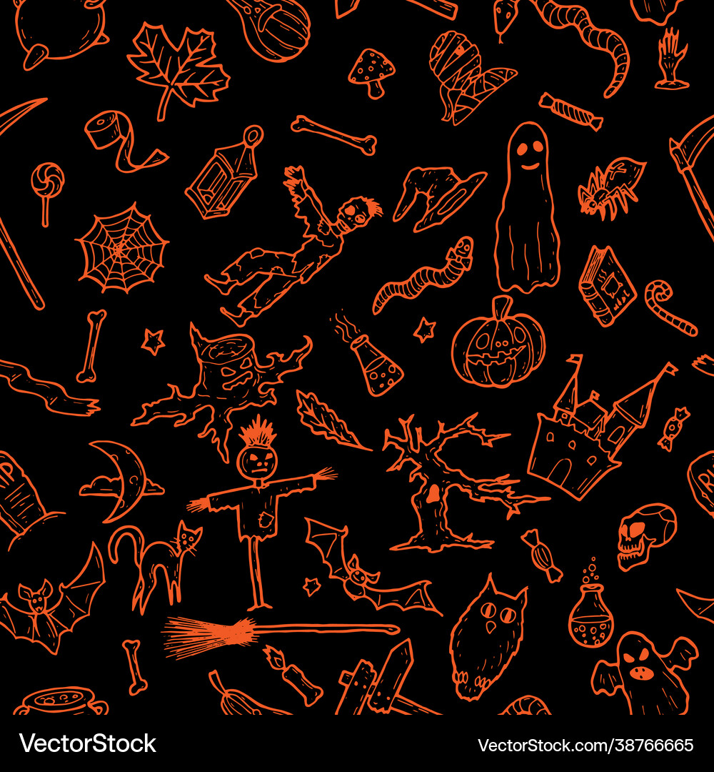 Pattern halloween doodle Royalty Free Vector Image