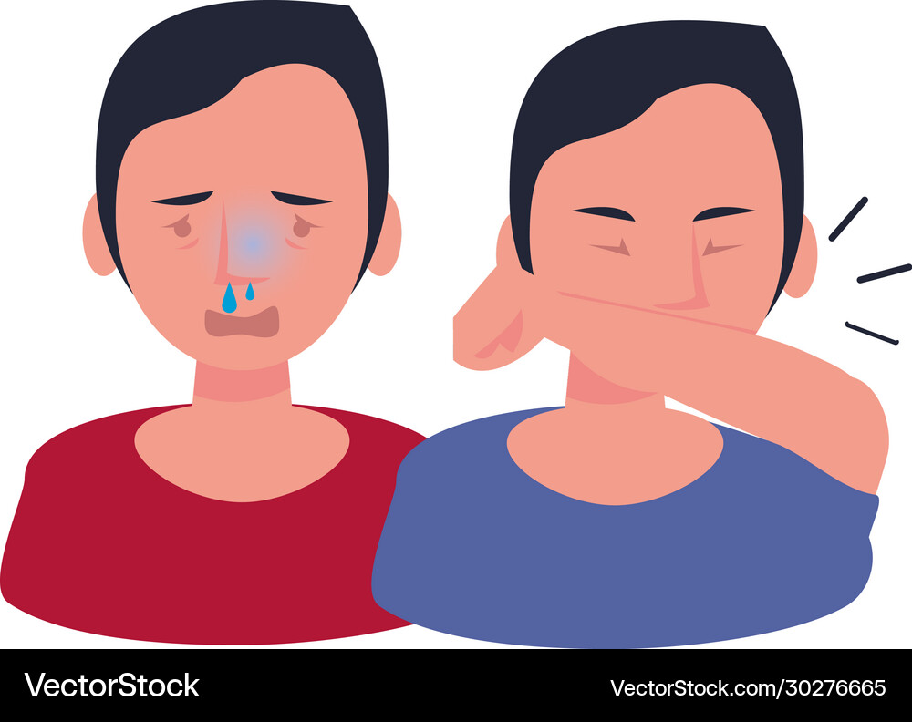 Persons sick with symptoms characters Royalty Free Vector