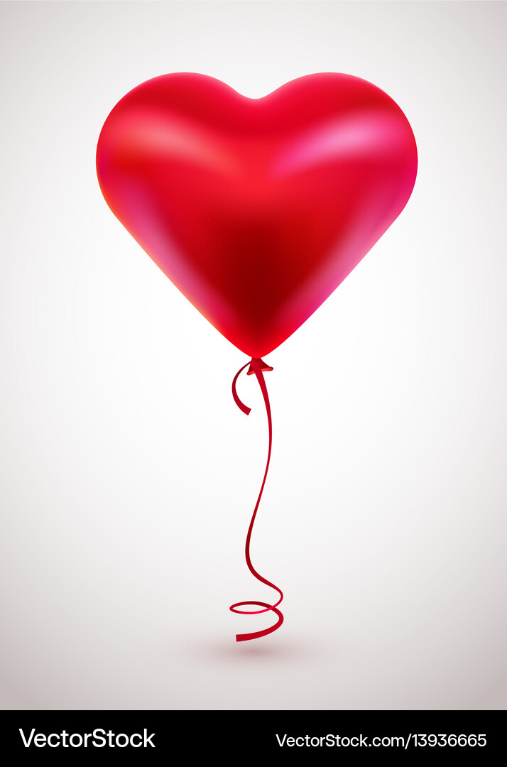 Red balloon in form heart on light background Vector Image