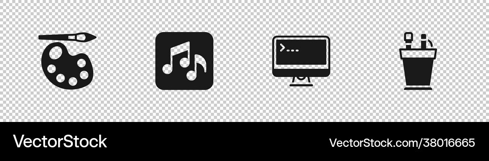 Set paint brush with palette music note tone Vector Image