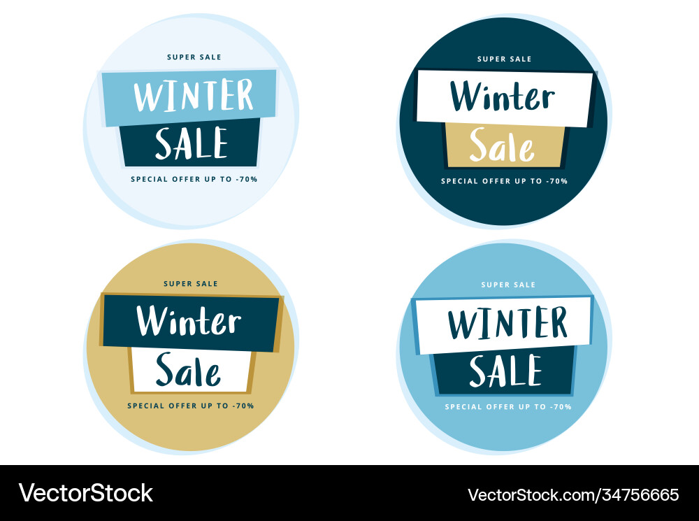 Winter sale label template with hand drawn Vector Image