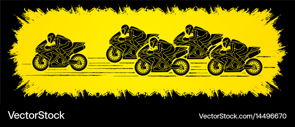 5 motorcycle racing team side view graphic Vector Image