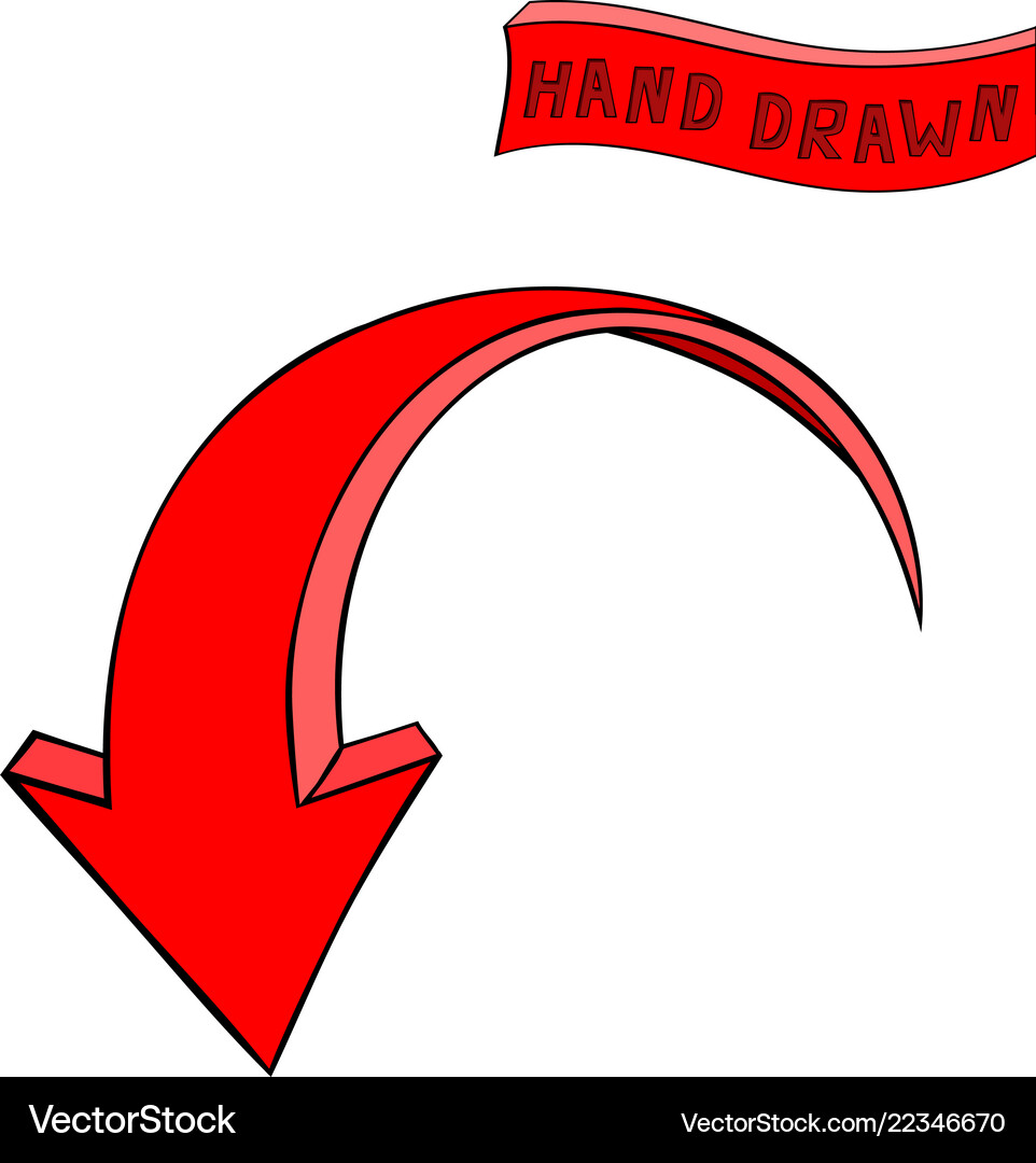 Arrow red down sign hand drawn sketch Royalty Free Vector