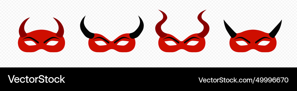 Demonic masks with horns template Royalty Free Vector Image
