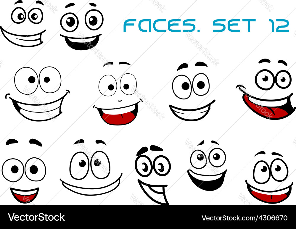 Emotions faces with happiness and fun Royalty Free Vector
