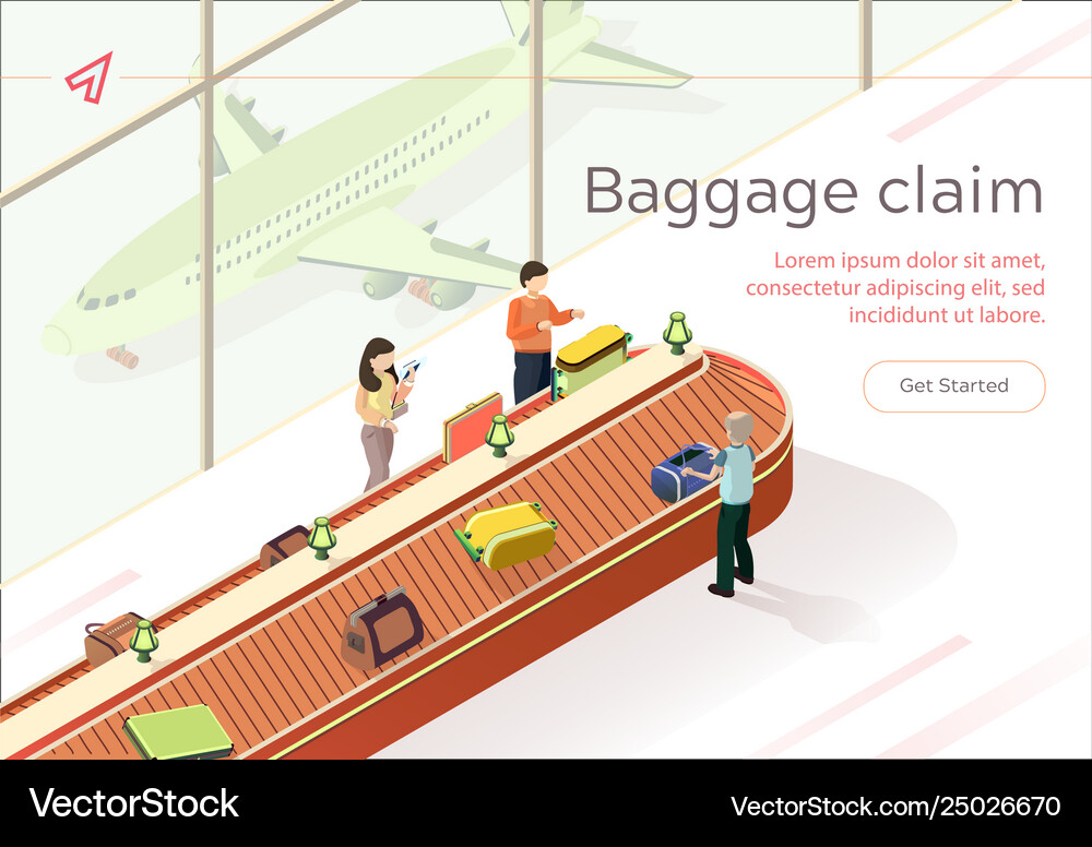 Flat baggage claim collect luggage Royalty Free Vector Image