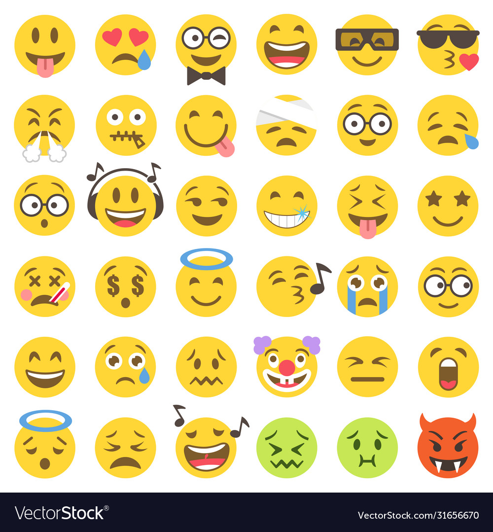 Flat emoticons set 2 Royalty Free Vector Image