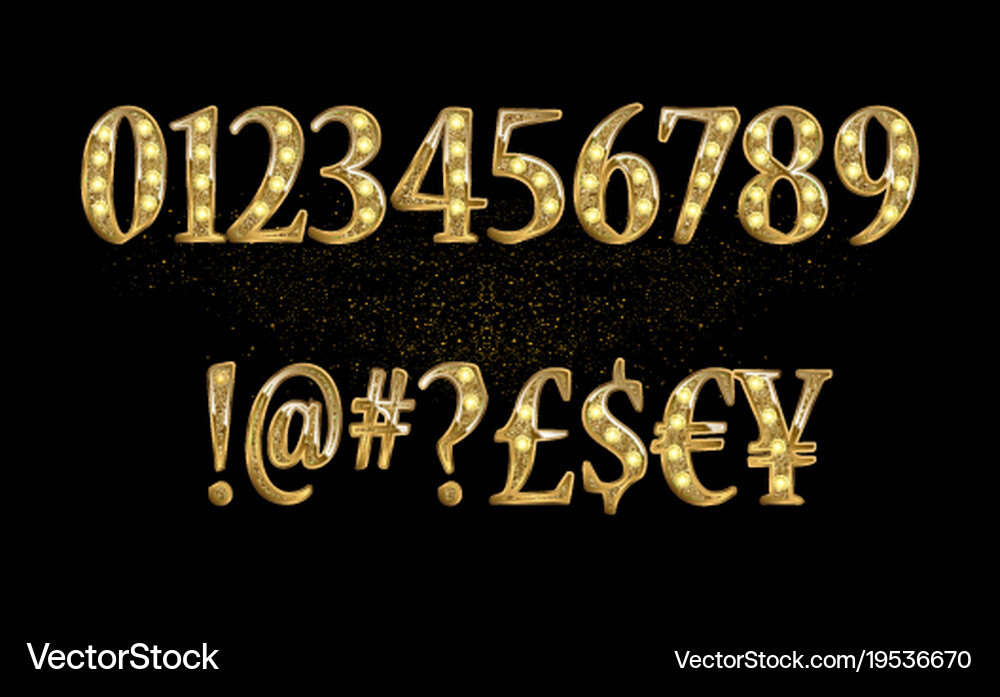 Gold glittering metal alphabet Royalty Free Vector Image