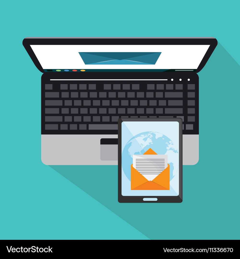 Laptop and envelope of mail concept Royalty Free Vector