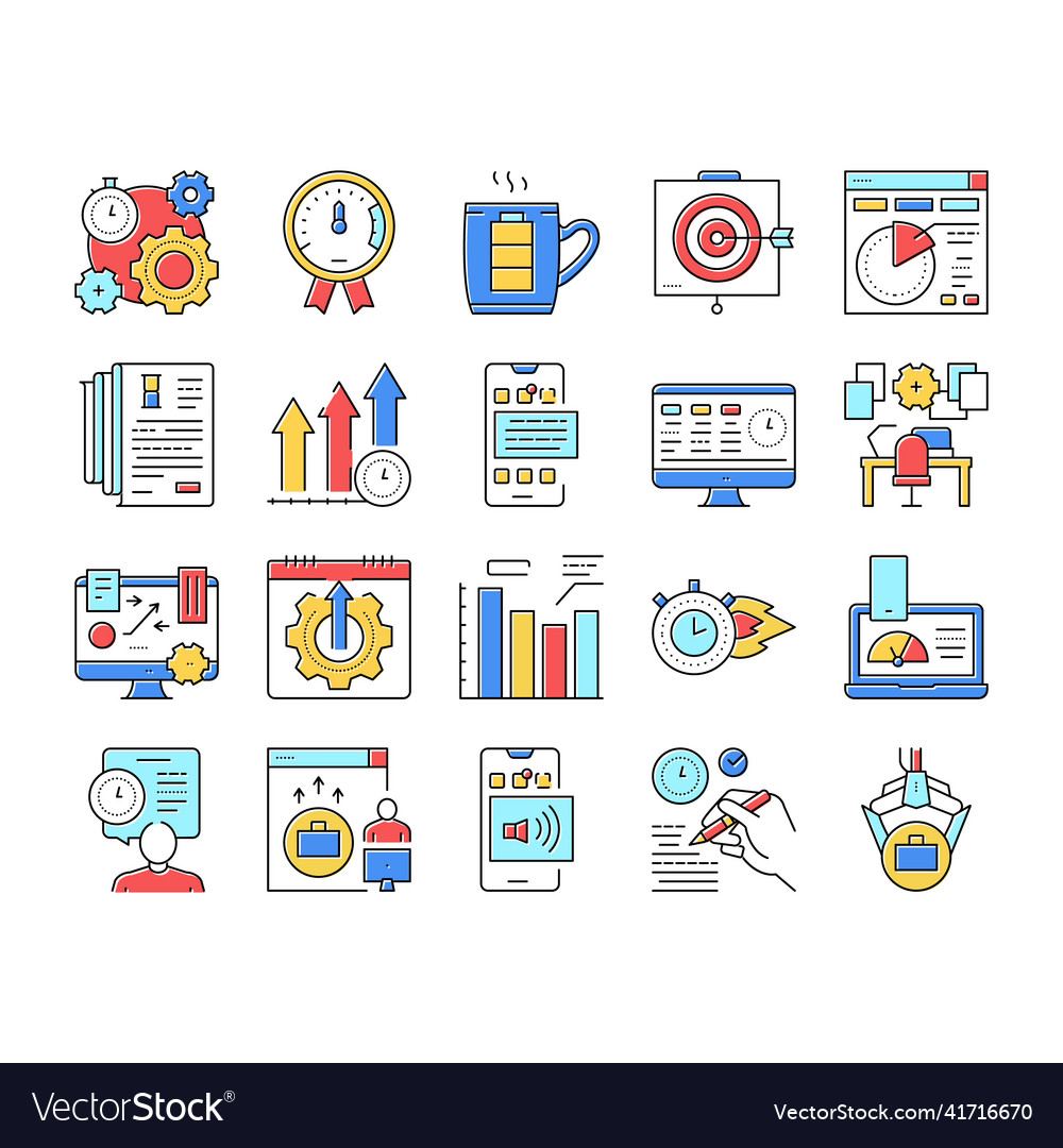 Productivity manage collection icons set Vector Image Productivity manage collection icons set Vector Image