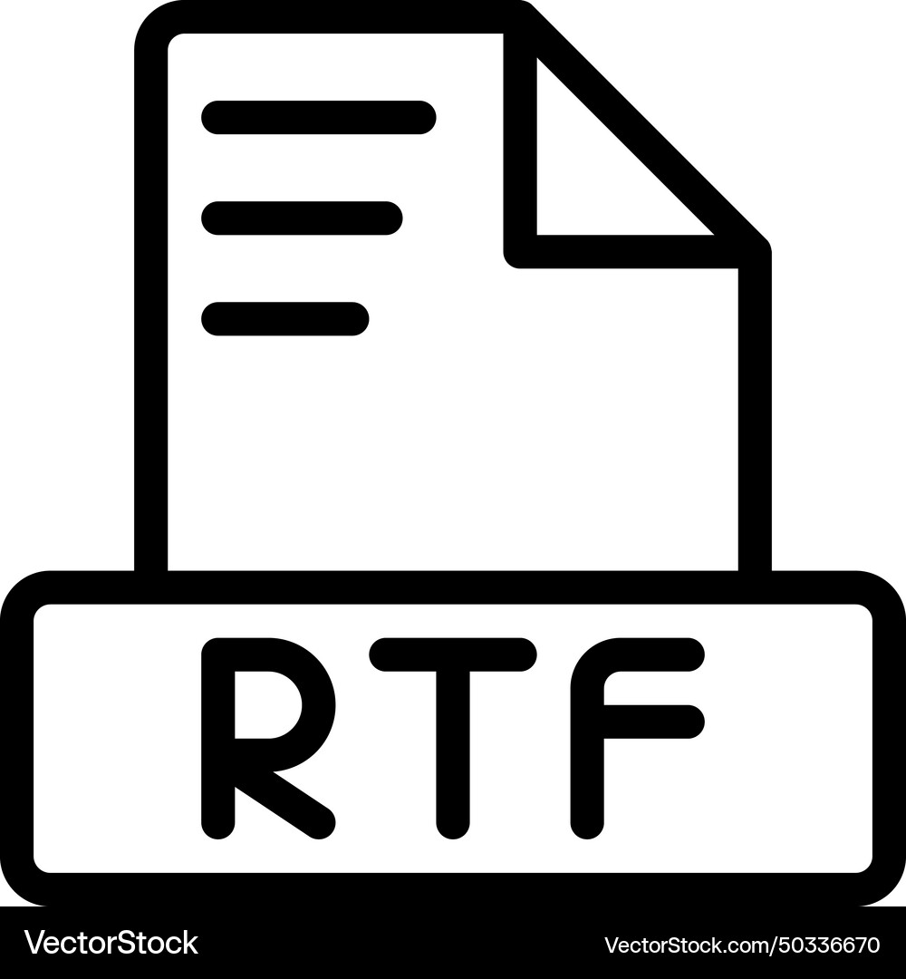 Rtf file icon outline extension icons Royalty Free Vector