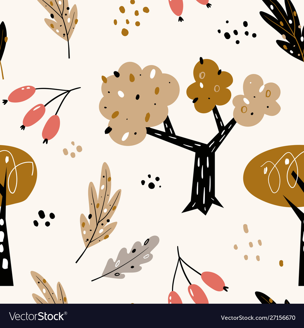Seamless pattern with abstract trees forest Vector Image