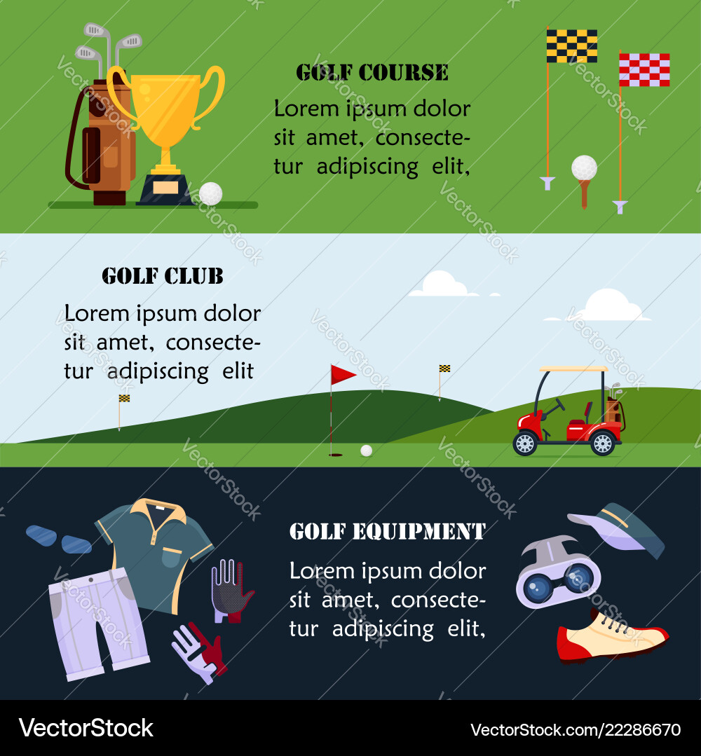 Set golf banner clothes and accessories Royalty Free Vector