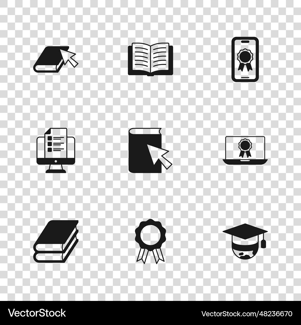 Set online education with diploma graduation cap Vector Image